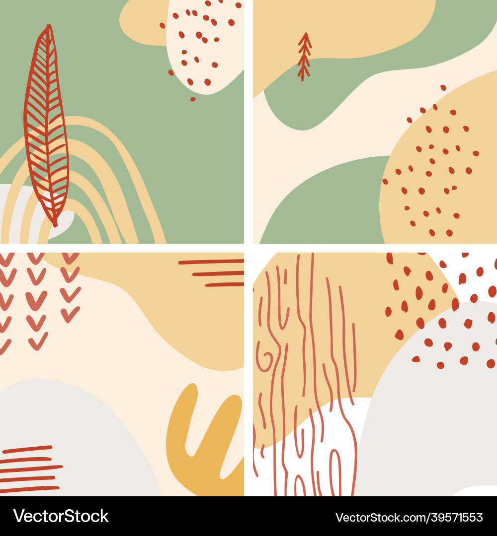Abstract organic shape and hand draw line Vector Image