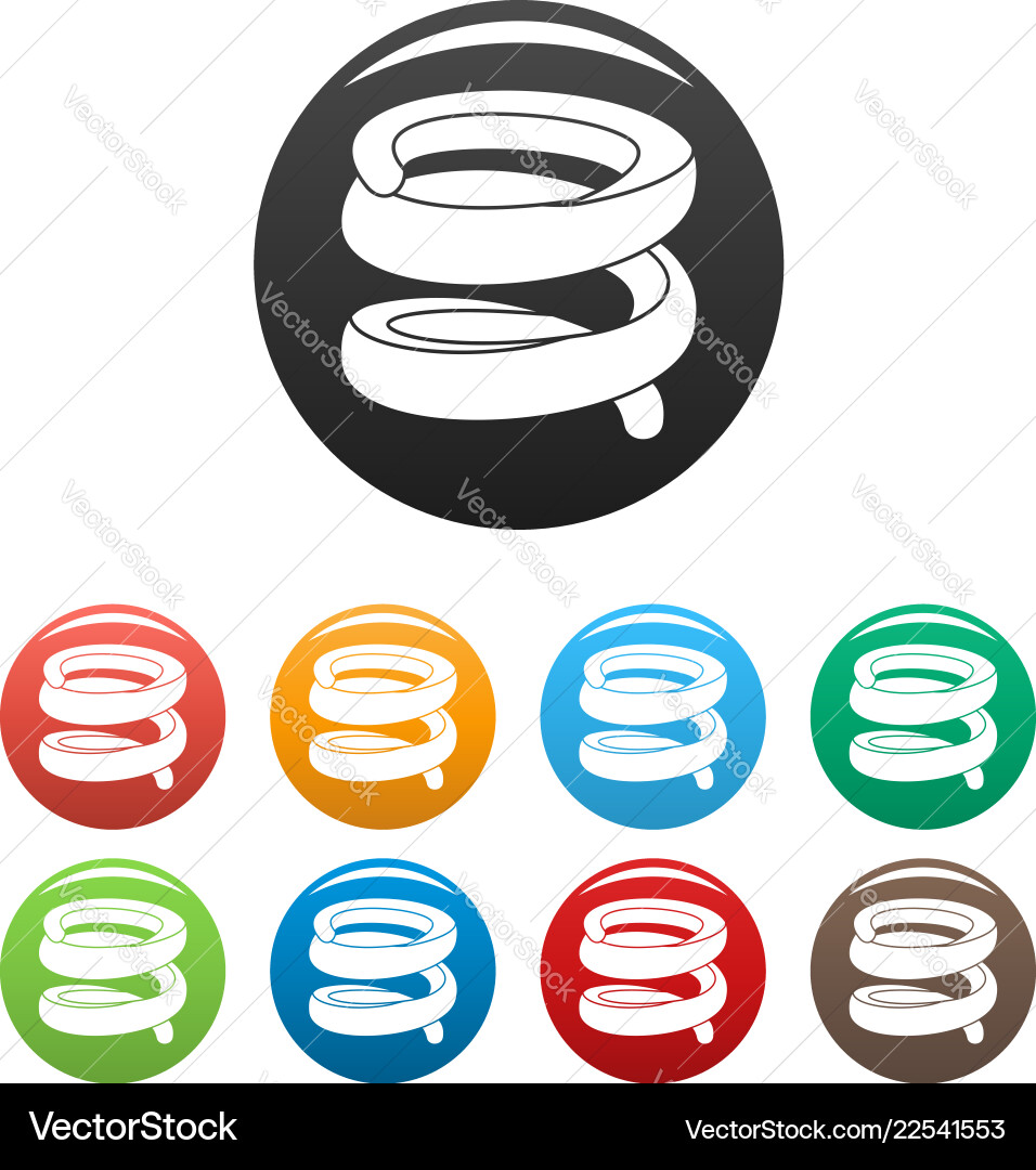 Elastic coil icons set color Royalty Free Vector Image