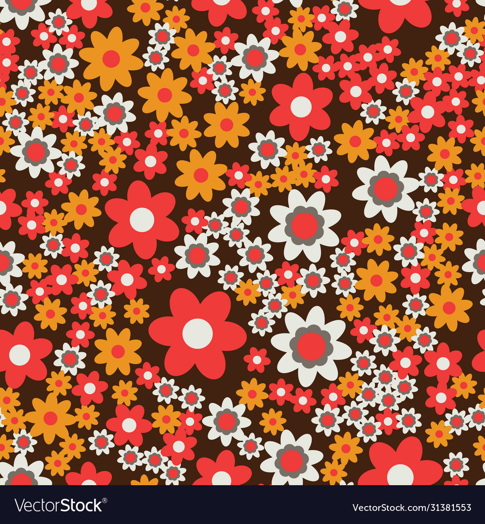Flat flowers seamless pattern Royalty Free Vector Image