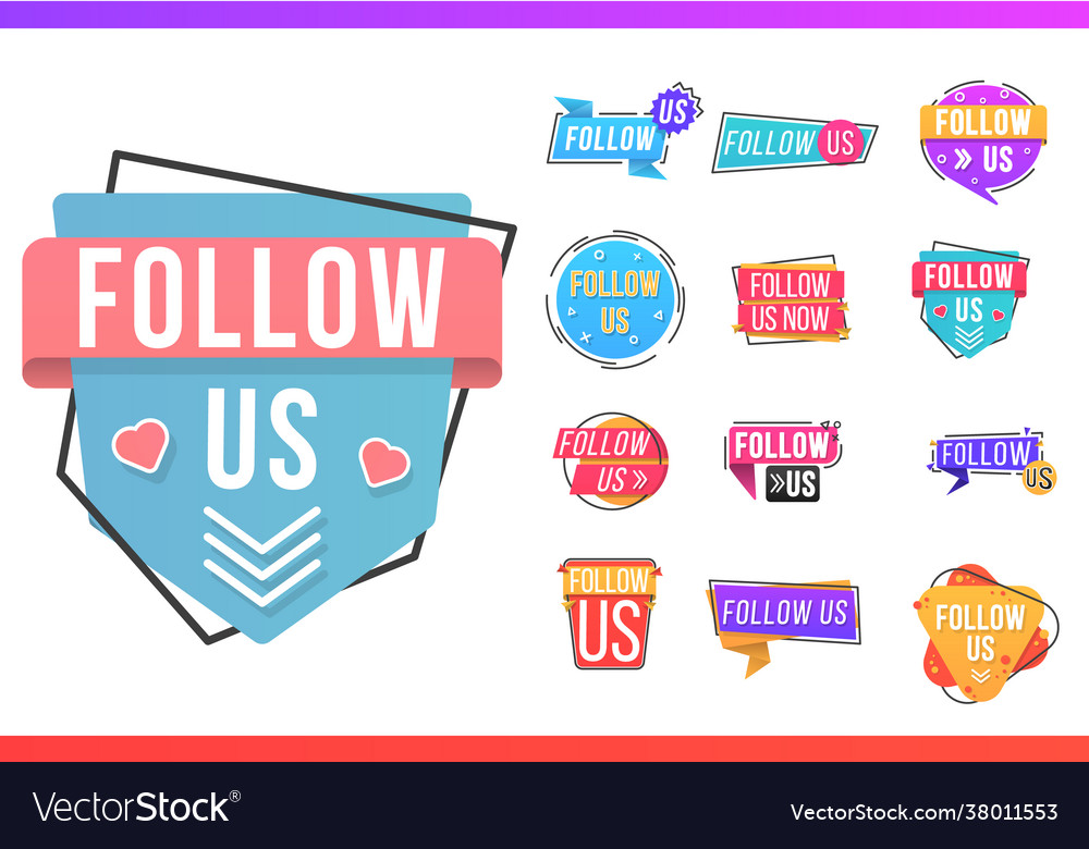 Follow us speech bubble sticker badge tag Vector Image Follow us speech bubble sticker badge tag Vector Image