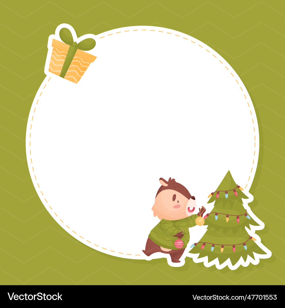 Greeting card with cute chipmunk character Vector Image