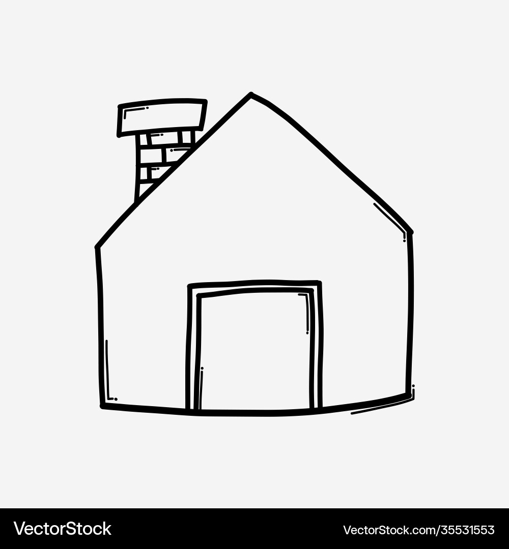 Home doodle icon drawing sketch hand drawn line Vector Image