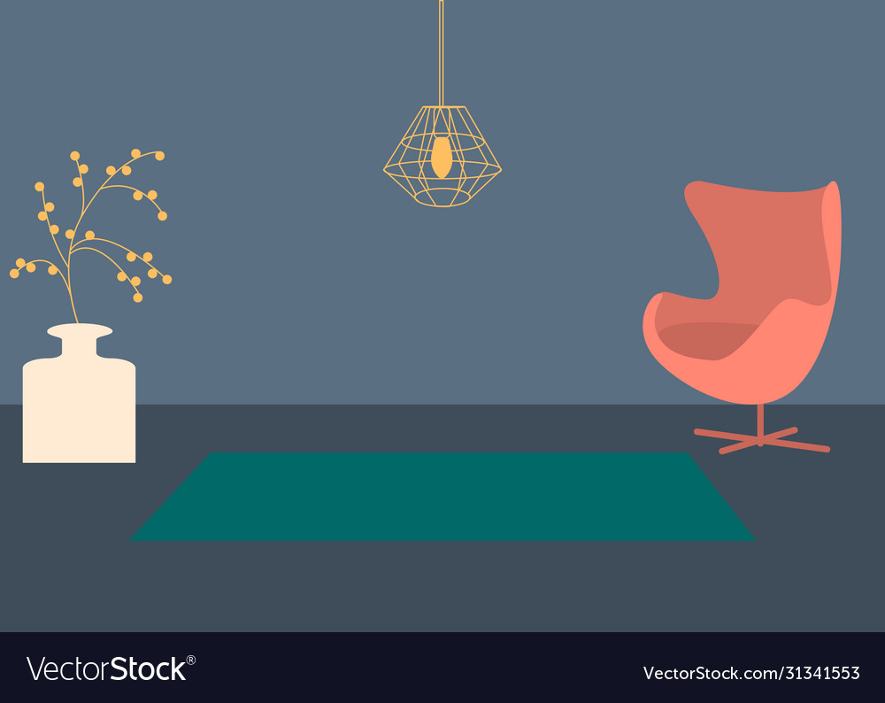 Interior Flat Design Home In Colorful Furniture Vector Image