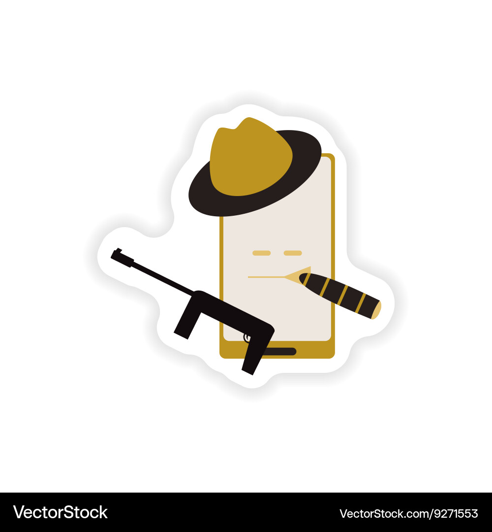 Paper sticker on white background mobile phone Vector Image