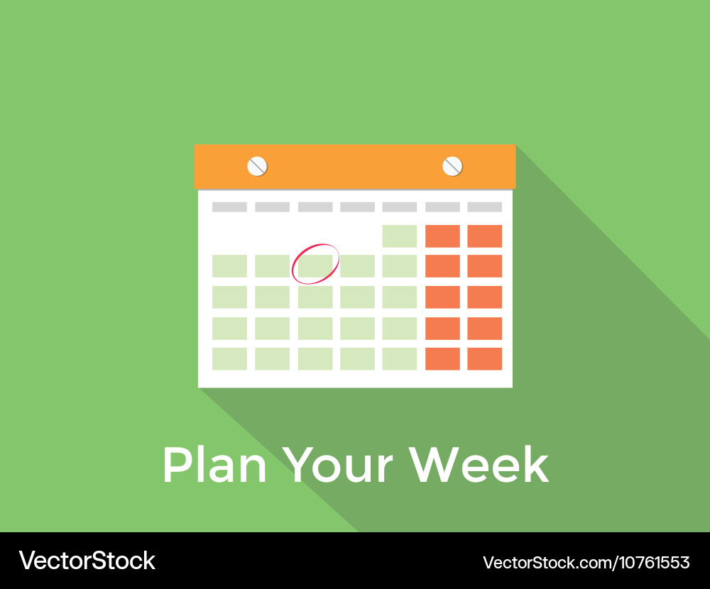 Plan your week concept with a calendar and long Vector Image