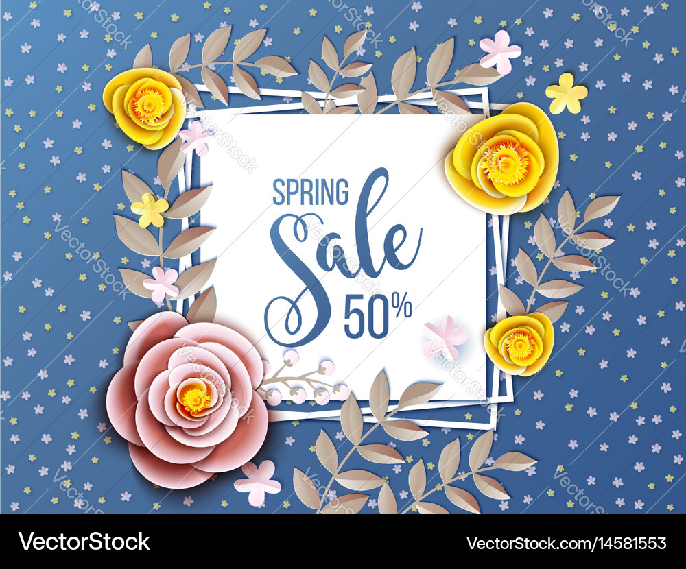 Spring sale background with flower Royalty Free Vector Image