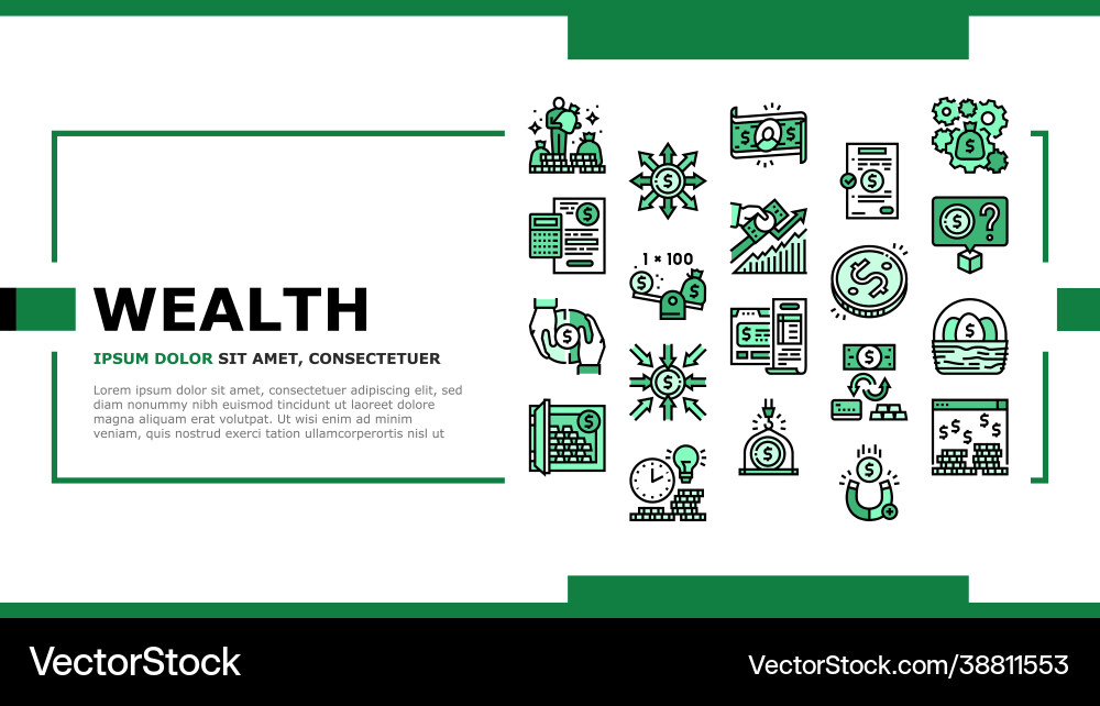 Wealth finance capital landing header Royalty Free Vector