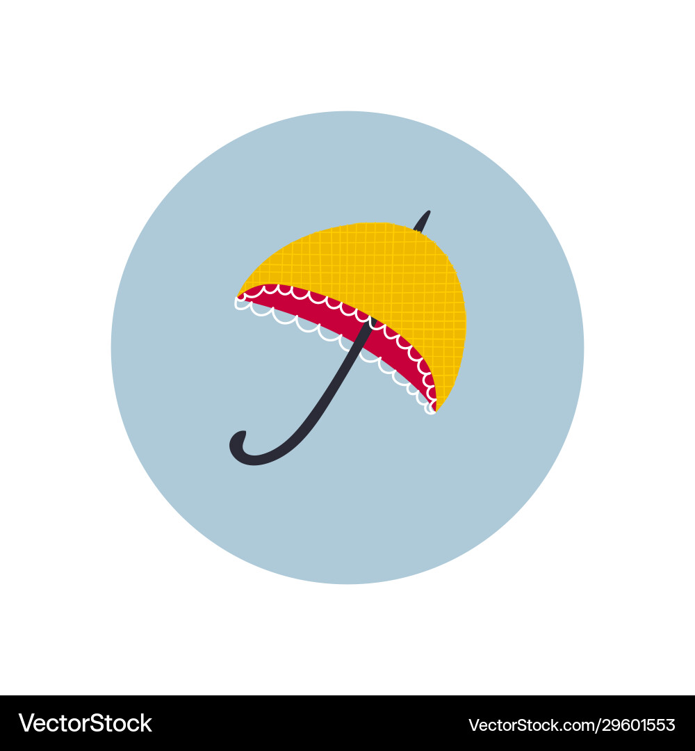 Yellow umbrella circle icon sticker Royalty Free Vector
