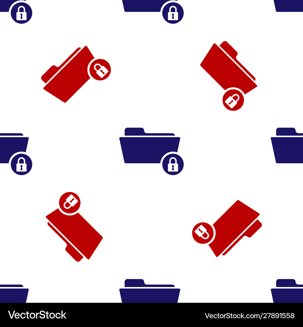 Blue and red folder and lock icon isolated Vector Image