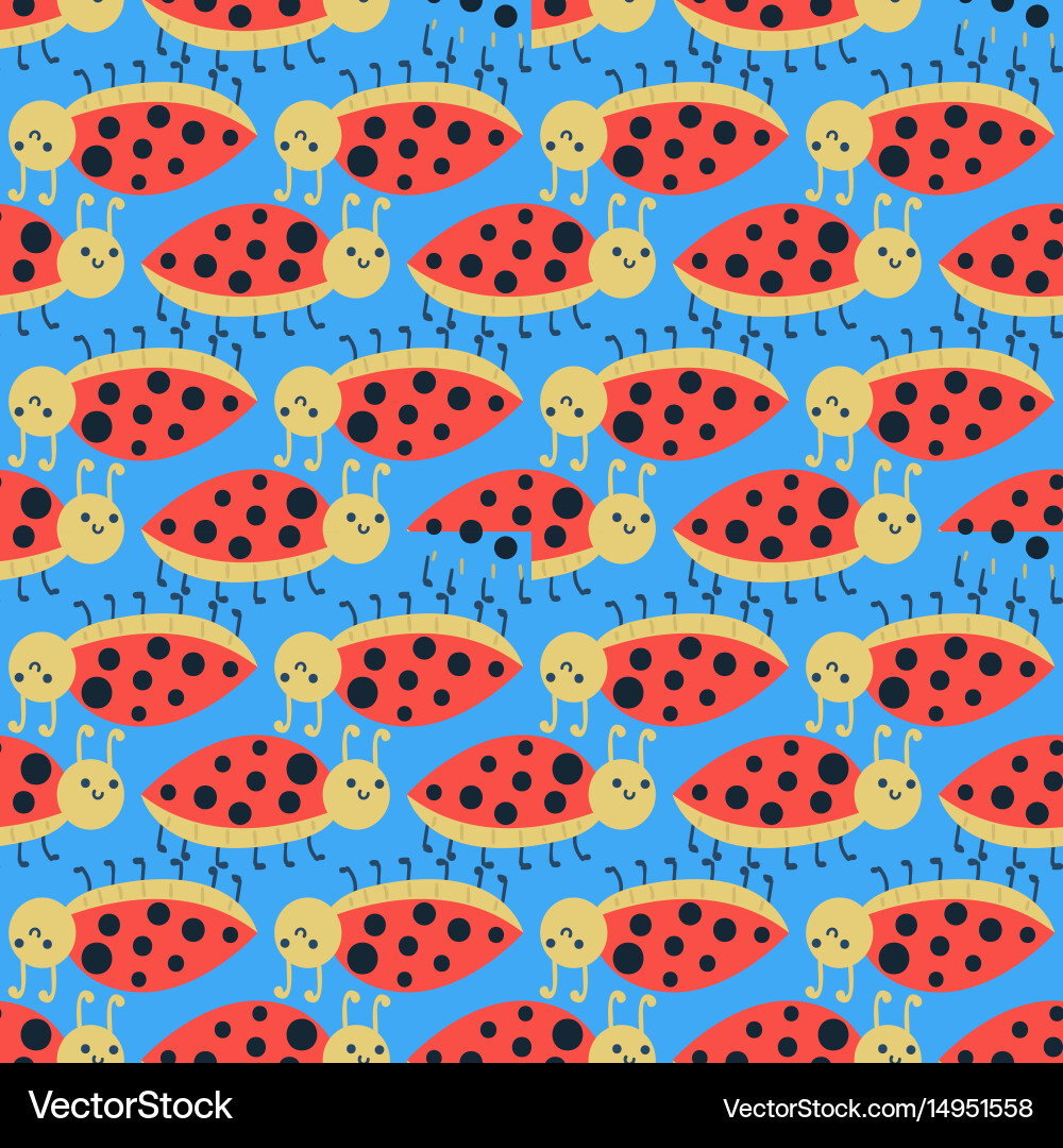 Cute ladybug cartoon red insect nature bug Vector Image