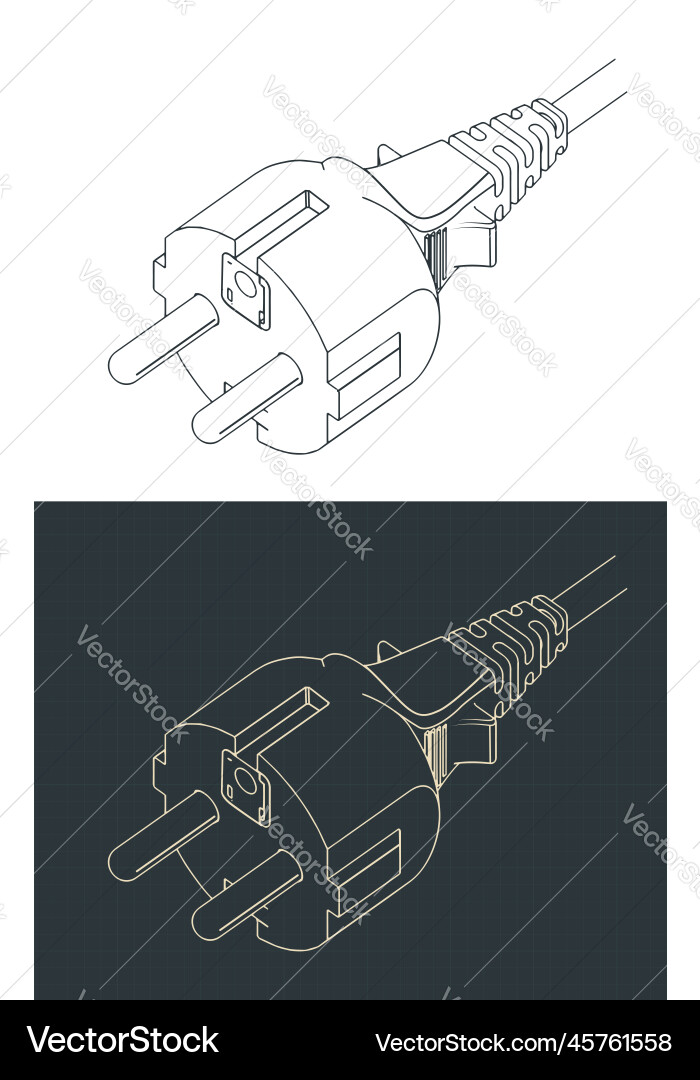 European power plug isometric drawings Royalty Free Vector