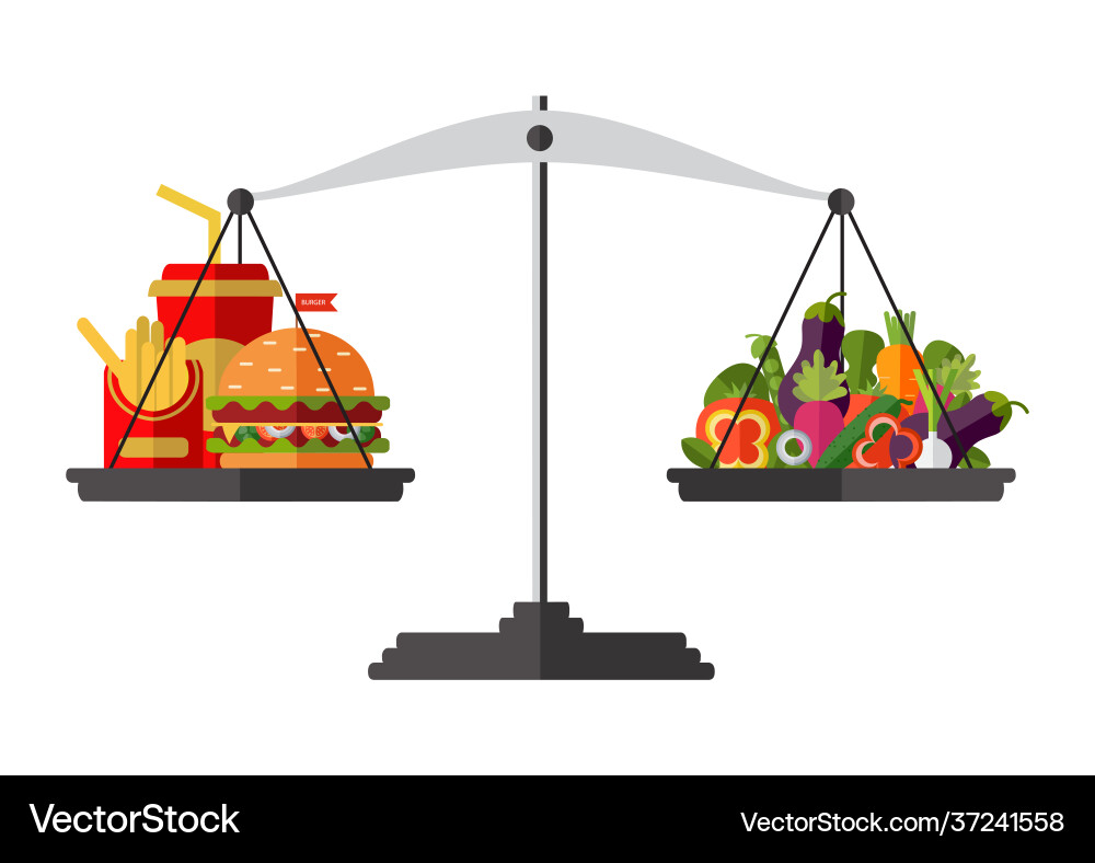 Flat design concept weight loss healthy Royalty Free Vector