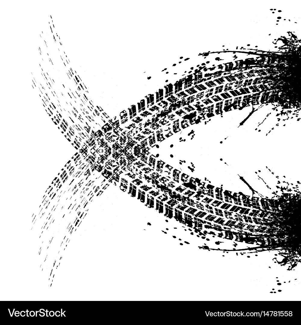 Grunge two tire tracks warp Royalty Free Vector Image