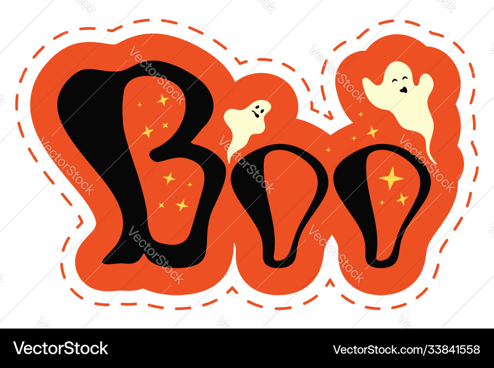 Halloween sticker with ghosts and text boo Vector Image