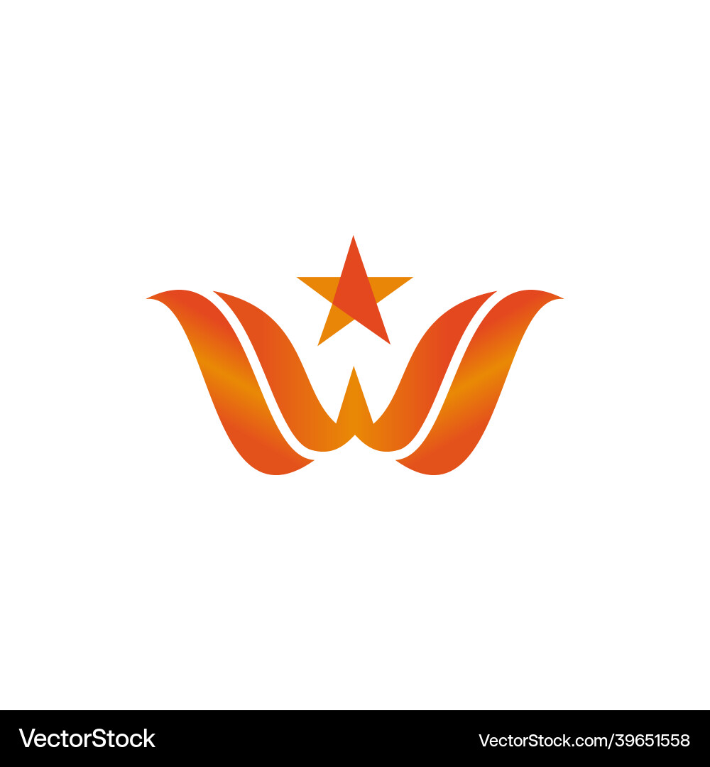 Letter w star wing logo icon Royalty Free Vector Image