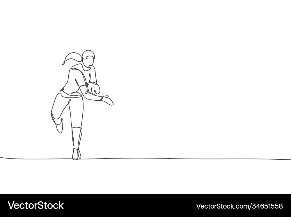 One single line drawing young energetic man Vector Image