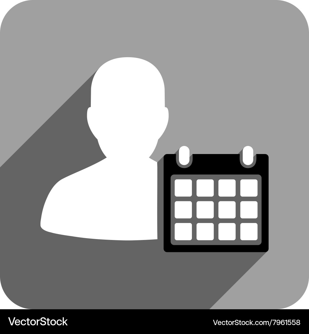 Patient calendar flat square icon with long shadow