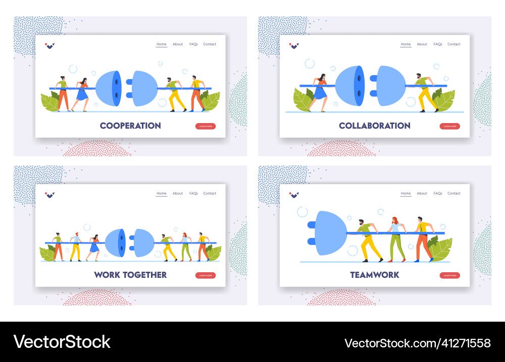 People work together landing page template set Vector Image