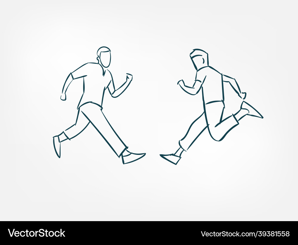 Run man people isolated doodle simple set Vector Image