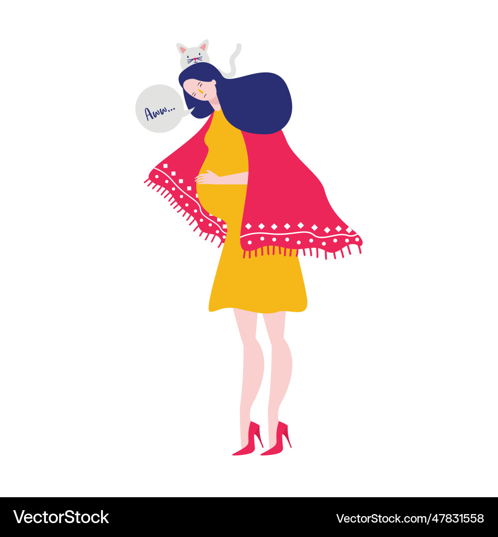 Sad expression mother pregnancy contraction Vector Image