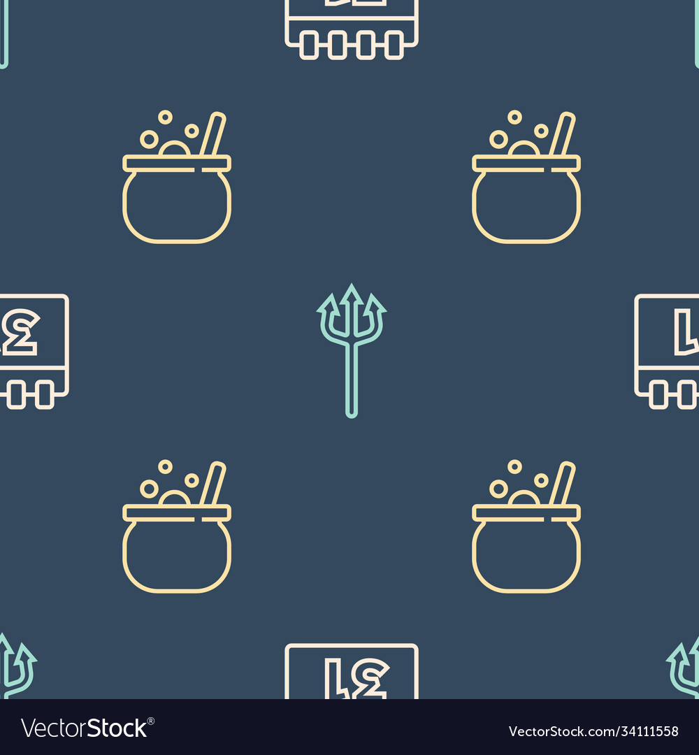 Set line calendar with halloween witch cauldron Vector Image