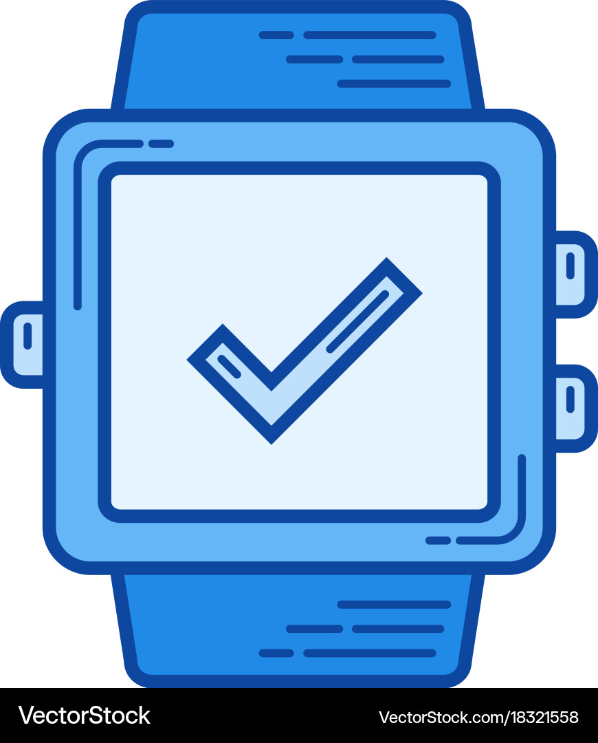 Smartwatch with check sign line icon Royalty Free Vector