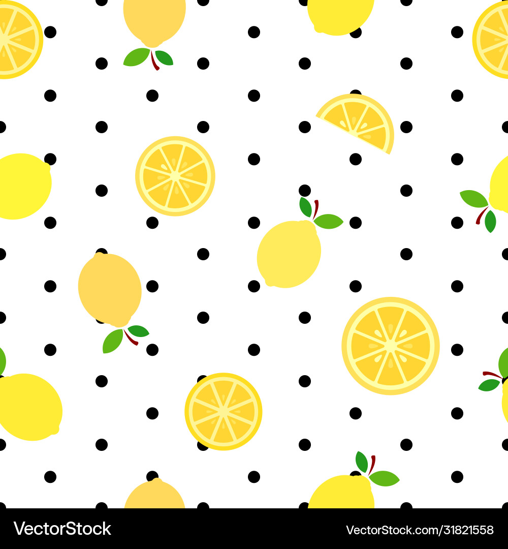 Yellow lemon with polka dots Royalty Free Vector Image