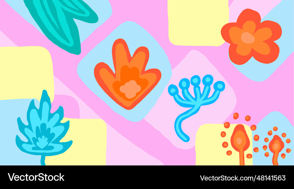 Abstract background geometric shapes flowers Vector Image