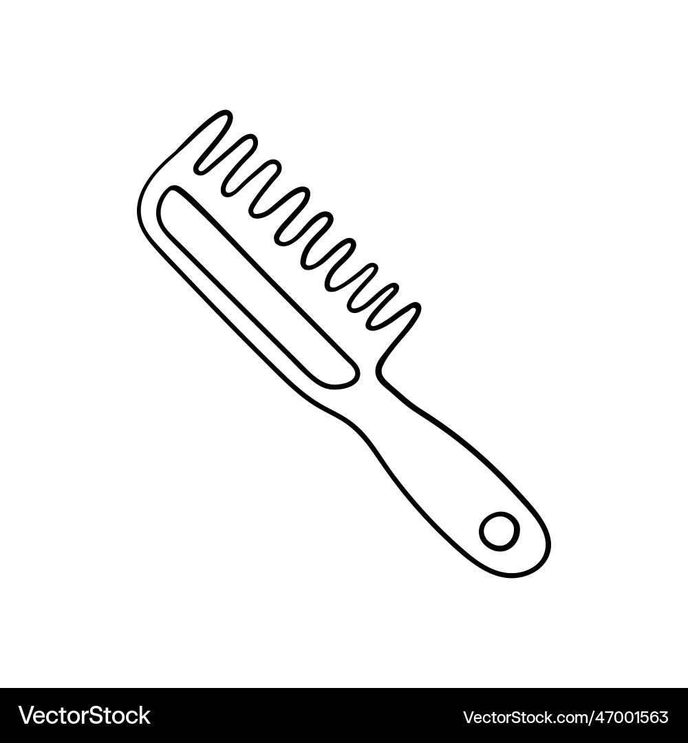 Hair comb with a handle outline Royalty Free Vector Image