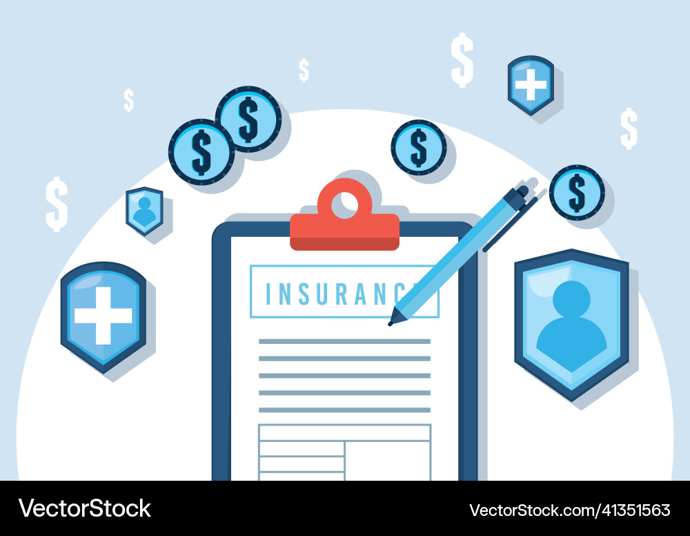 Insurance service signing policy Royalty Free Vector Image