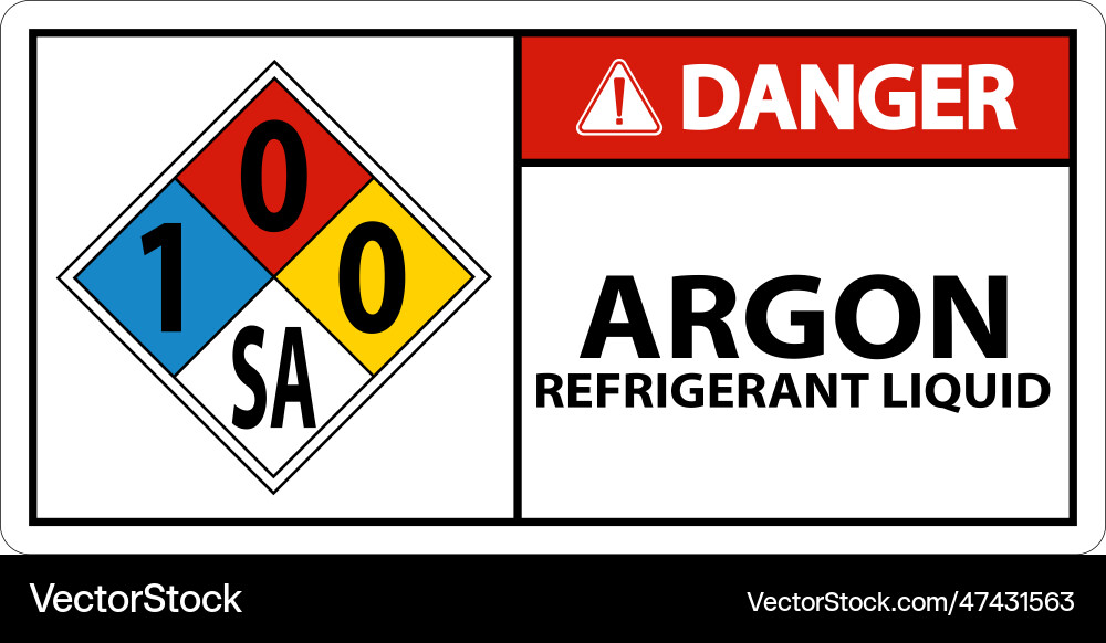 Nfpa warning argon refrigerant liquid 1-0-0-sa Vector Image