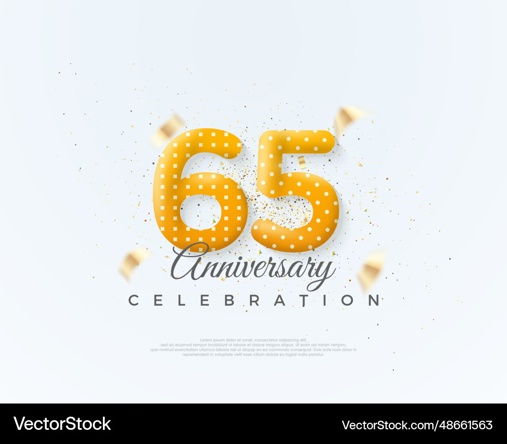Number 65th for anniversary celebration with Vector Image