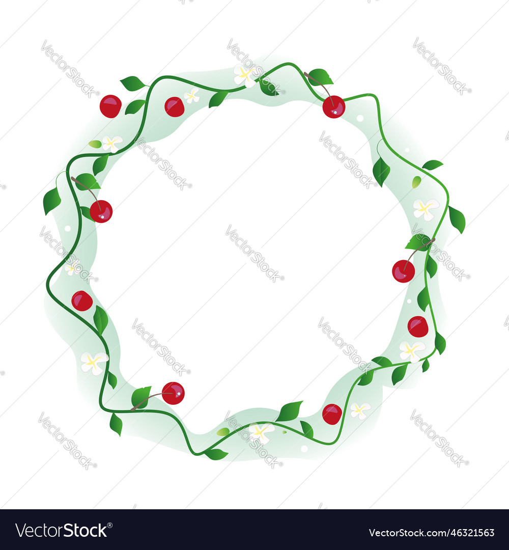 Round spring frame with cherry blossoms Royalty Free Vector