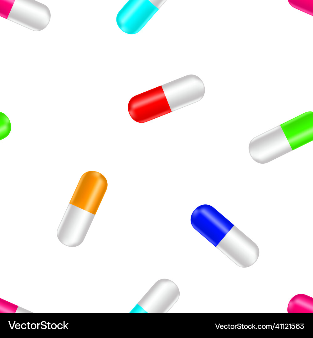 Seamless pattern of capsules pills Royalty Free Vector Image