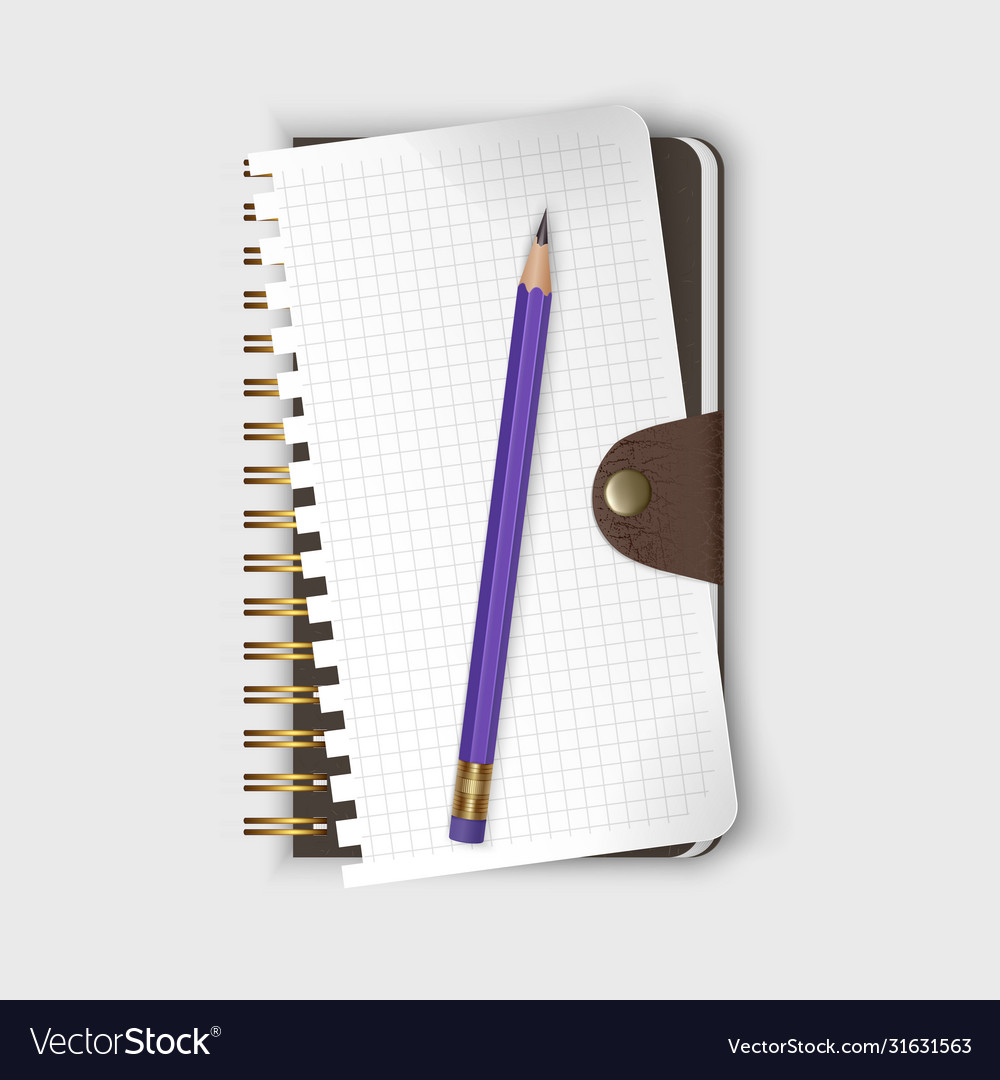 Spiral binding notebook or notepad and pencil Vector Image
