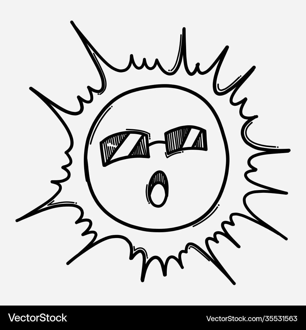 Sun doodle icon drawing sketch hand drawn line Vector Image