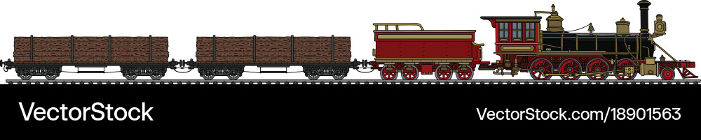 Vintage american steam timber train Royalty Free Vector