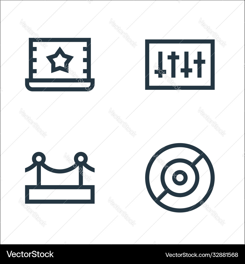 Cinema line icons linear set quality line set Vector Image