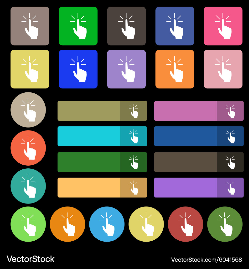 Click here hand icon sign set from twenty seven Vector Image