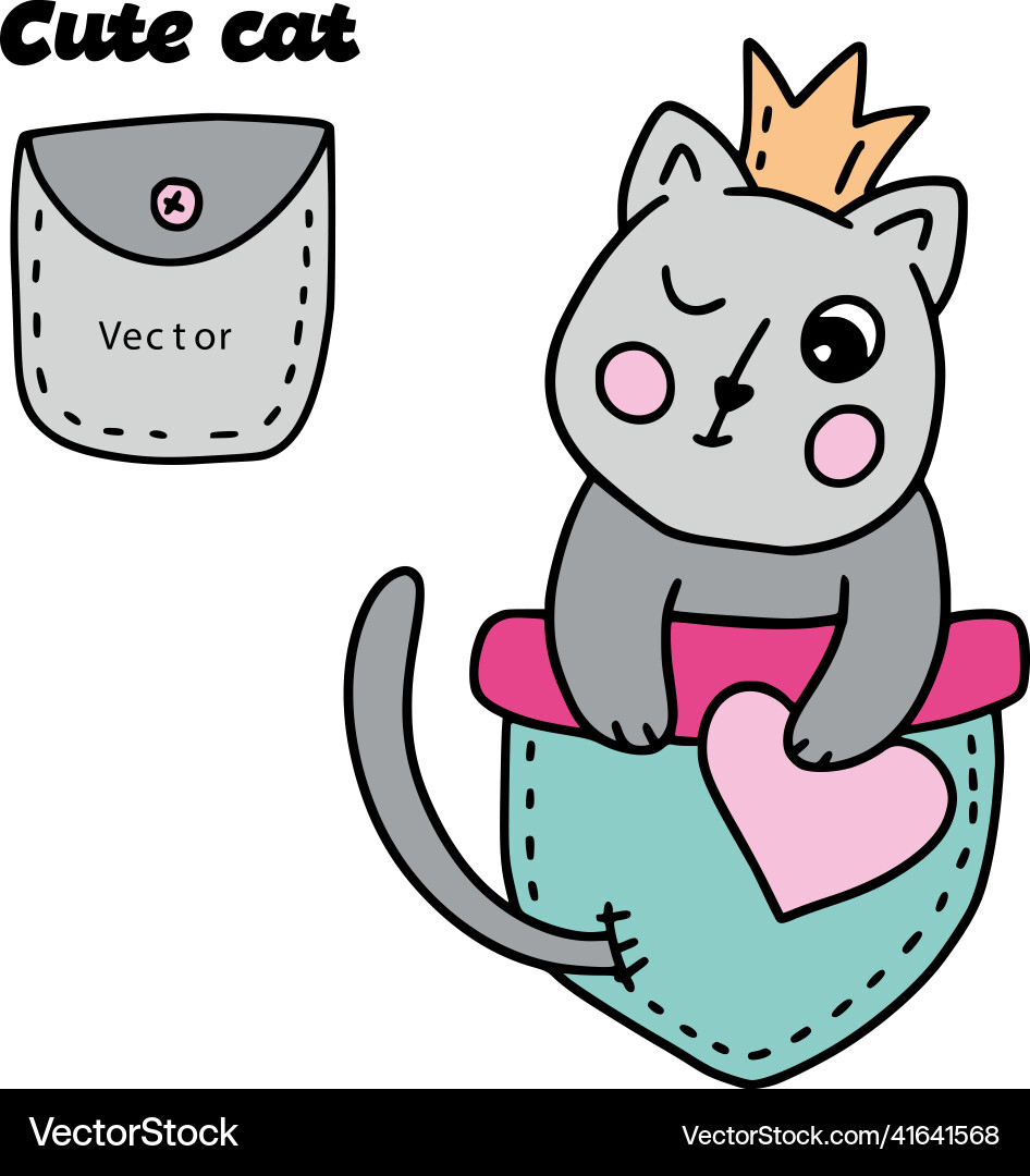 Cute cat in pocket kids Royalty Free Vector Image
