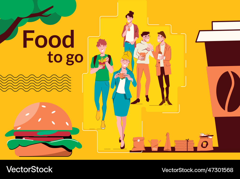 Food to go flat collage Royalty Free Vector Image