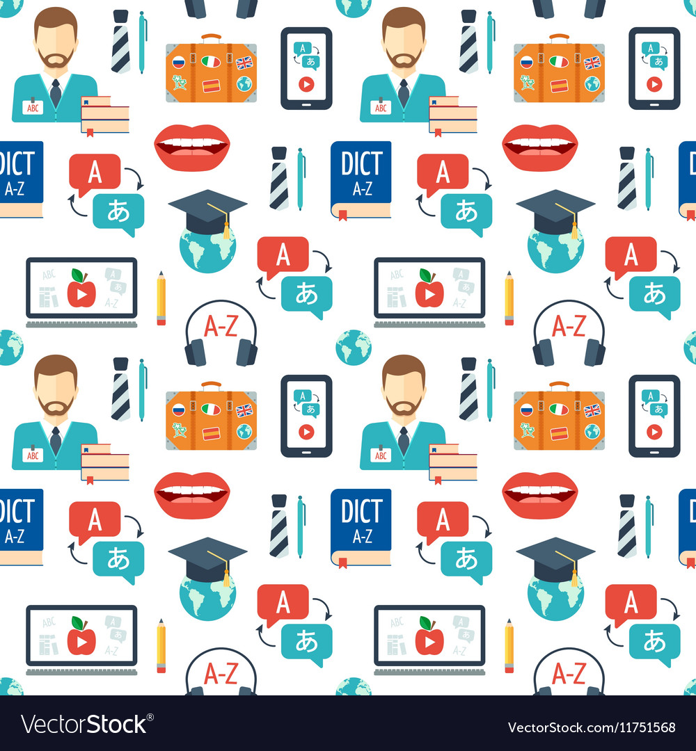 Foreign language learning seamless pattern flat Vector Image