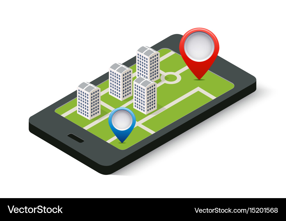 Isometric 3d navigation sign and pin symbol on Vector Image