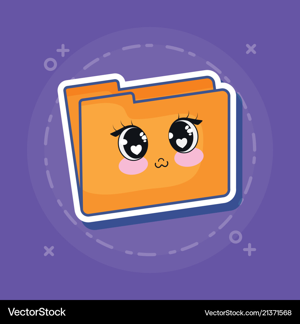 Kawaii folder icon Royalty Free Vector Image - VectorStock