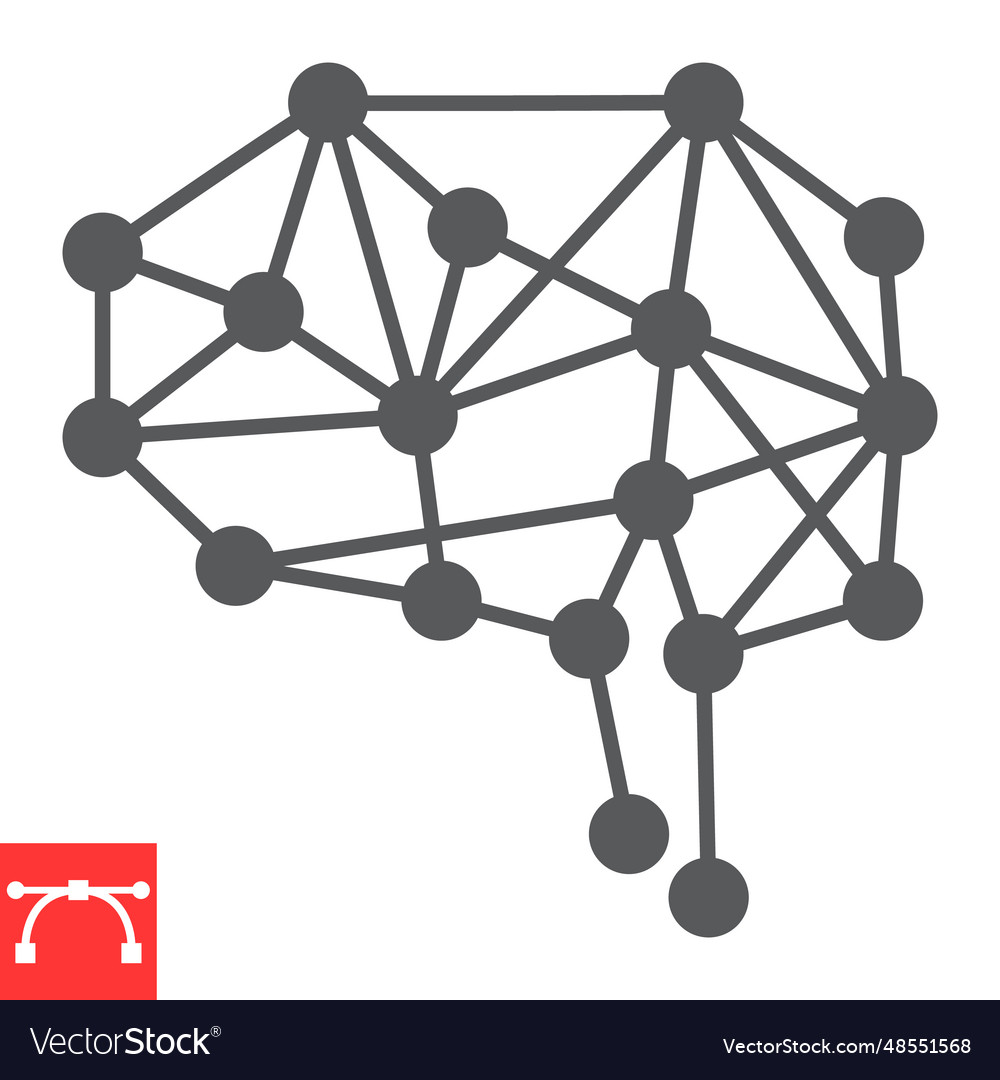 Neural network glyph icon Royalty Free Vector Image