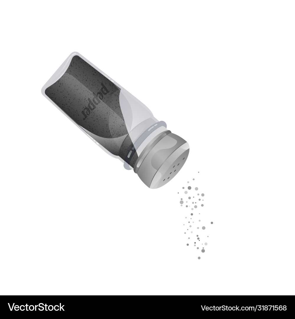 Pepper shaker on white background glass shaker Vector Image
