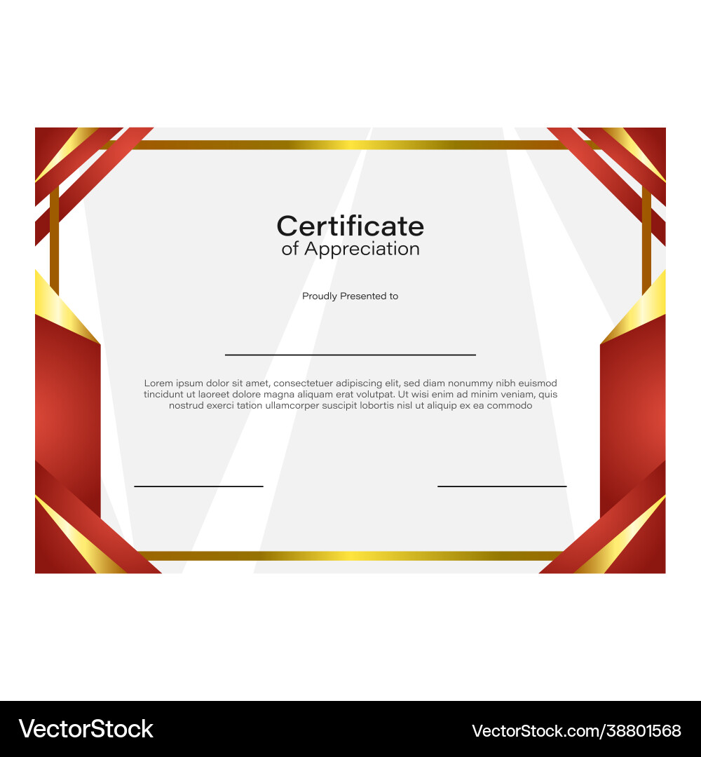 Red and gold graduation certificate border design Vector Image