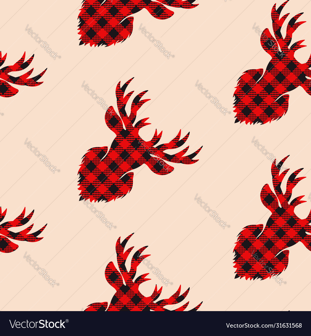 Reindeer head seamless pattern Royalty Free Vector Image