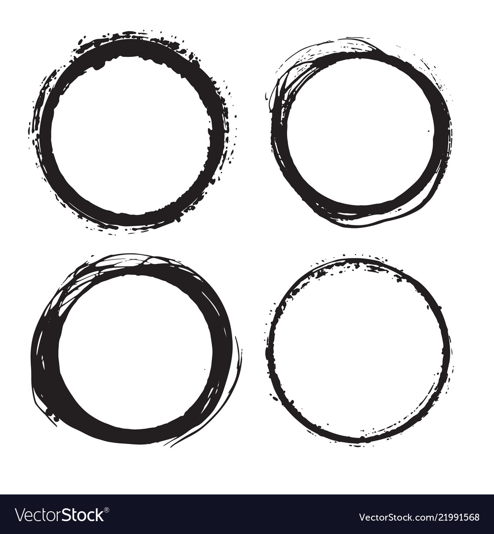 Round frames grunge textured hand drawn elements Vector Image