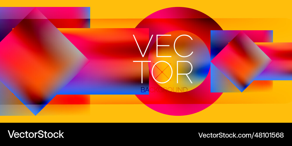 Squares and circles design fluid color gradients Vector Image